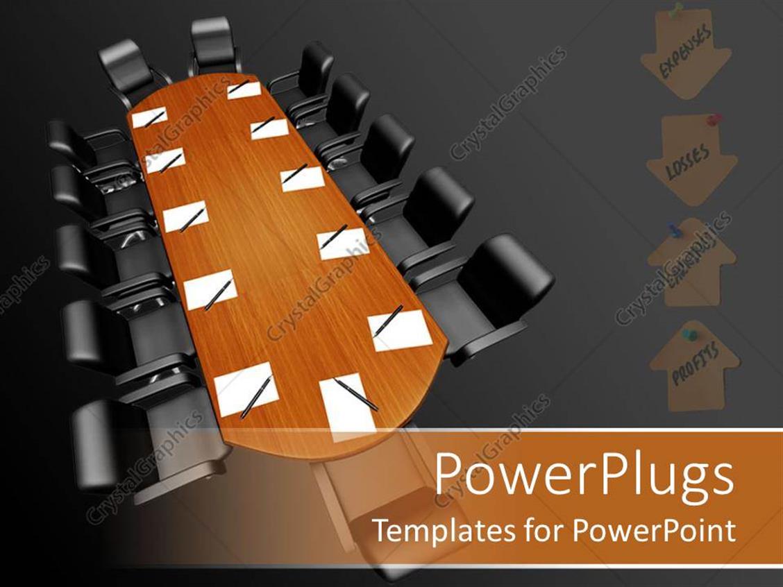 PowerPoint Template: Board room conference table with paper and pens ...