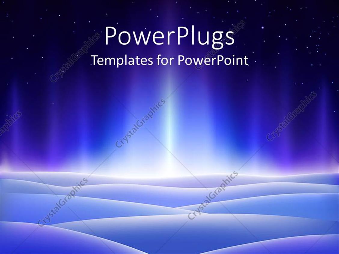 PowerPoint Template: Bright aurora borealis over icy planet (26605)
