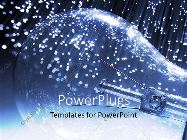 PowerPoint Template: a bulb with lots of fiber lights at the background ...