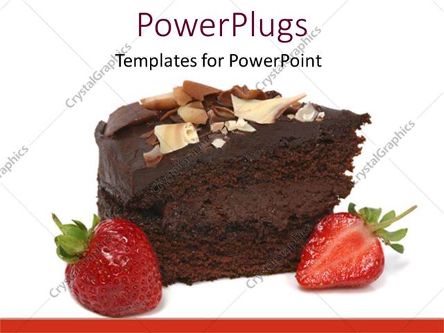 PowerPoint Template: chocolate cake with strawberry on white background ...