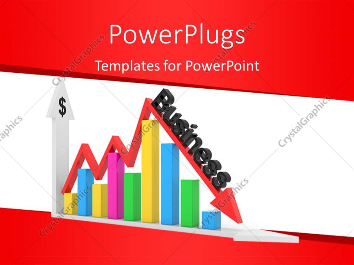 PowerPoint Template: Colored bar chart showing increase and decrease in ...