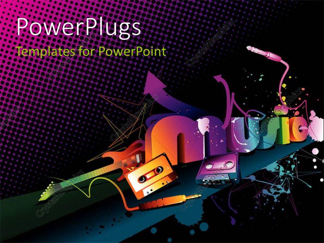 PowerPoint Template: Colorful funky abstract background with guitar ...