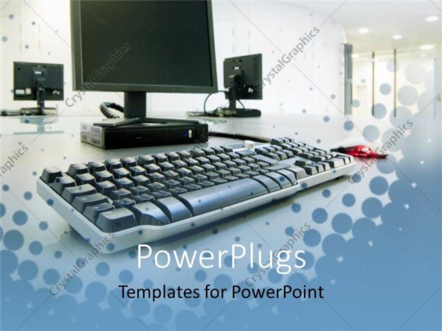 PowerPoint Template: computers in office with keyboard and mouse in ...