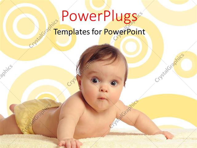 PowerPoint Template: a cute baby boy lying on a soft white blanket (8910)
