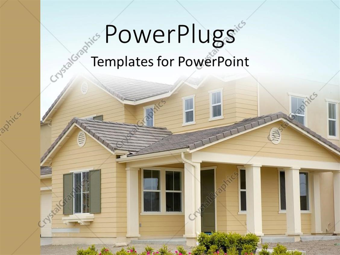 PowerPoint Template: cute house with beautiful flowers in front (30442)