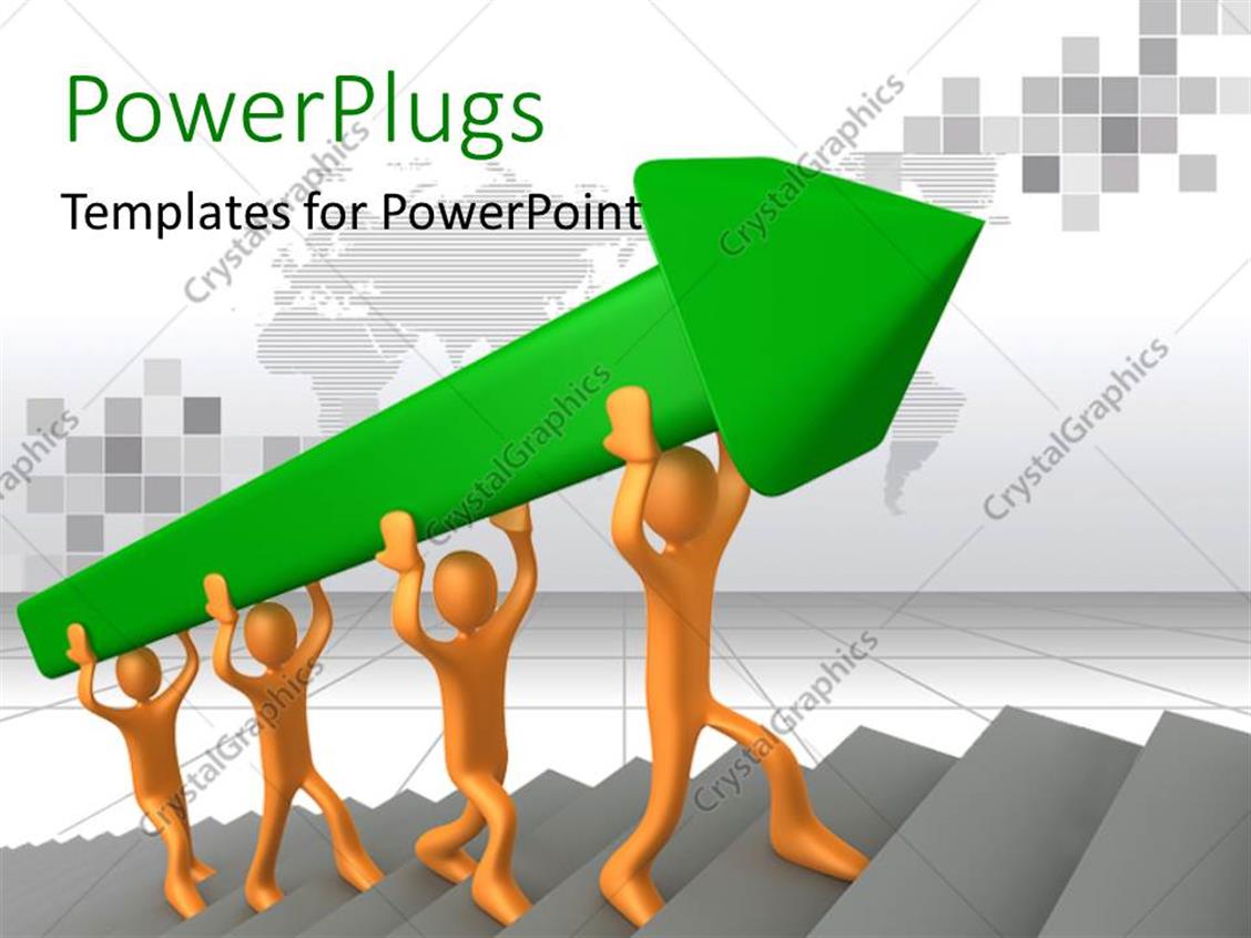 PowerPoint Template: Depiction of teamwork as four men climbing stairs ...