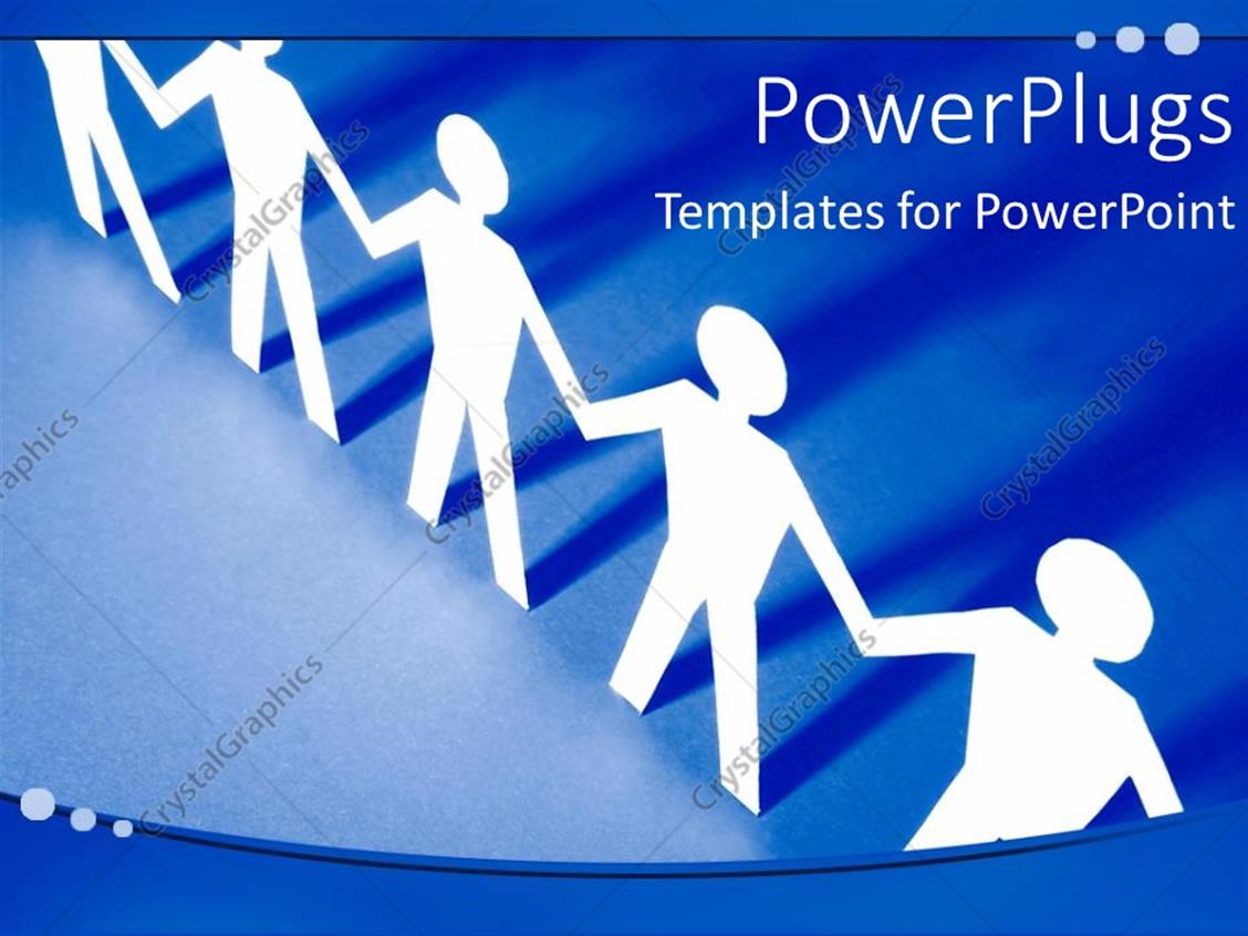 PowerPoint Template: Depiction of unity with white paper men holding ...
