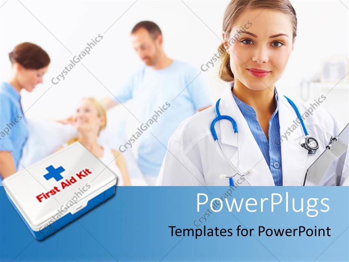 PowerPoint Template: a doctor with a patient in the background (12350)