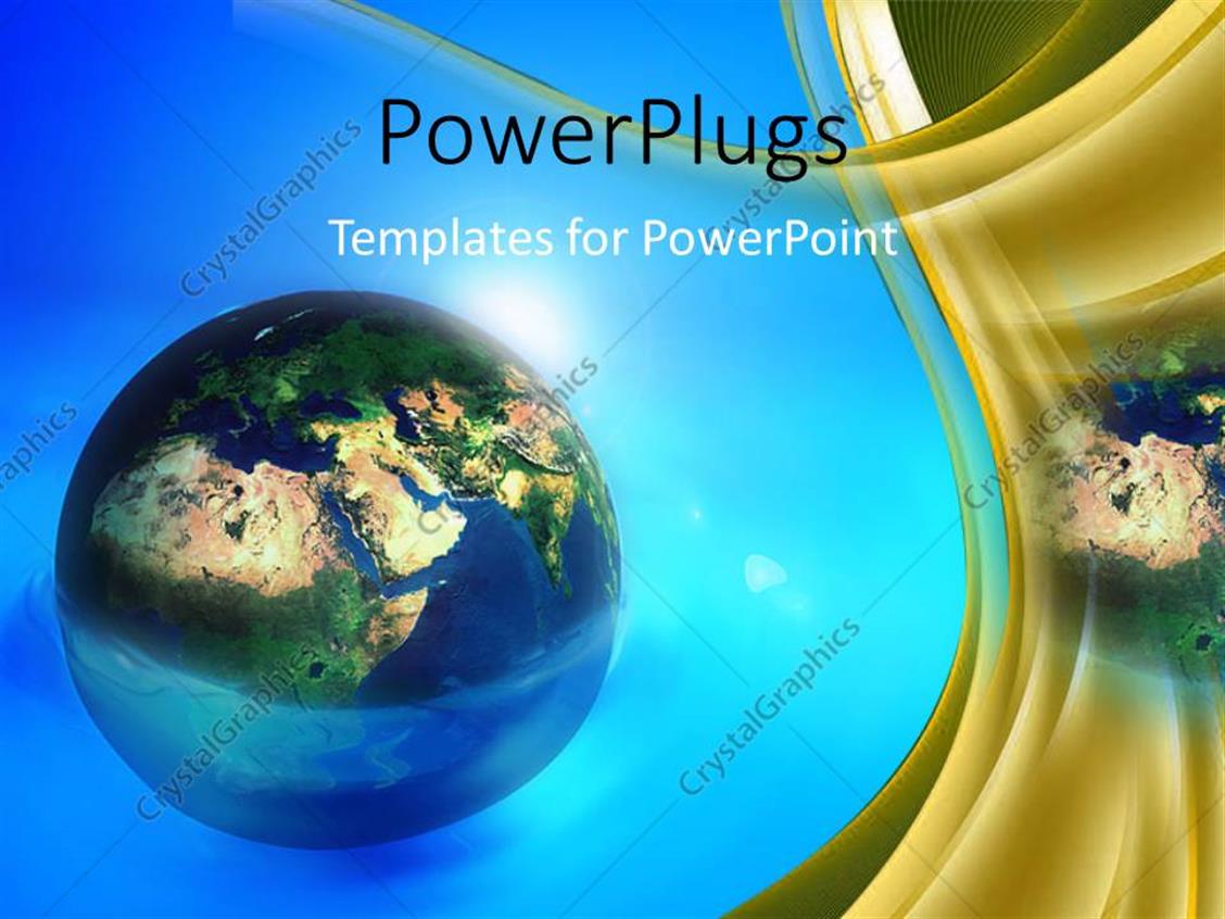 PowerPoint Template: Earth globe on blue background with abstract ...