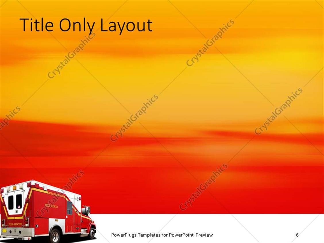 PowerPoint Template: fire rescue firetruck on white ground and yellow ...