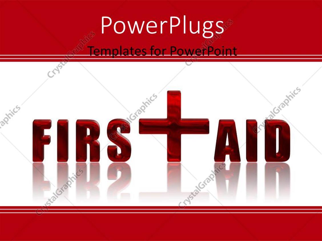 PowerPoint Template: First Aid reflected 3D text over white background ...