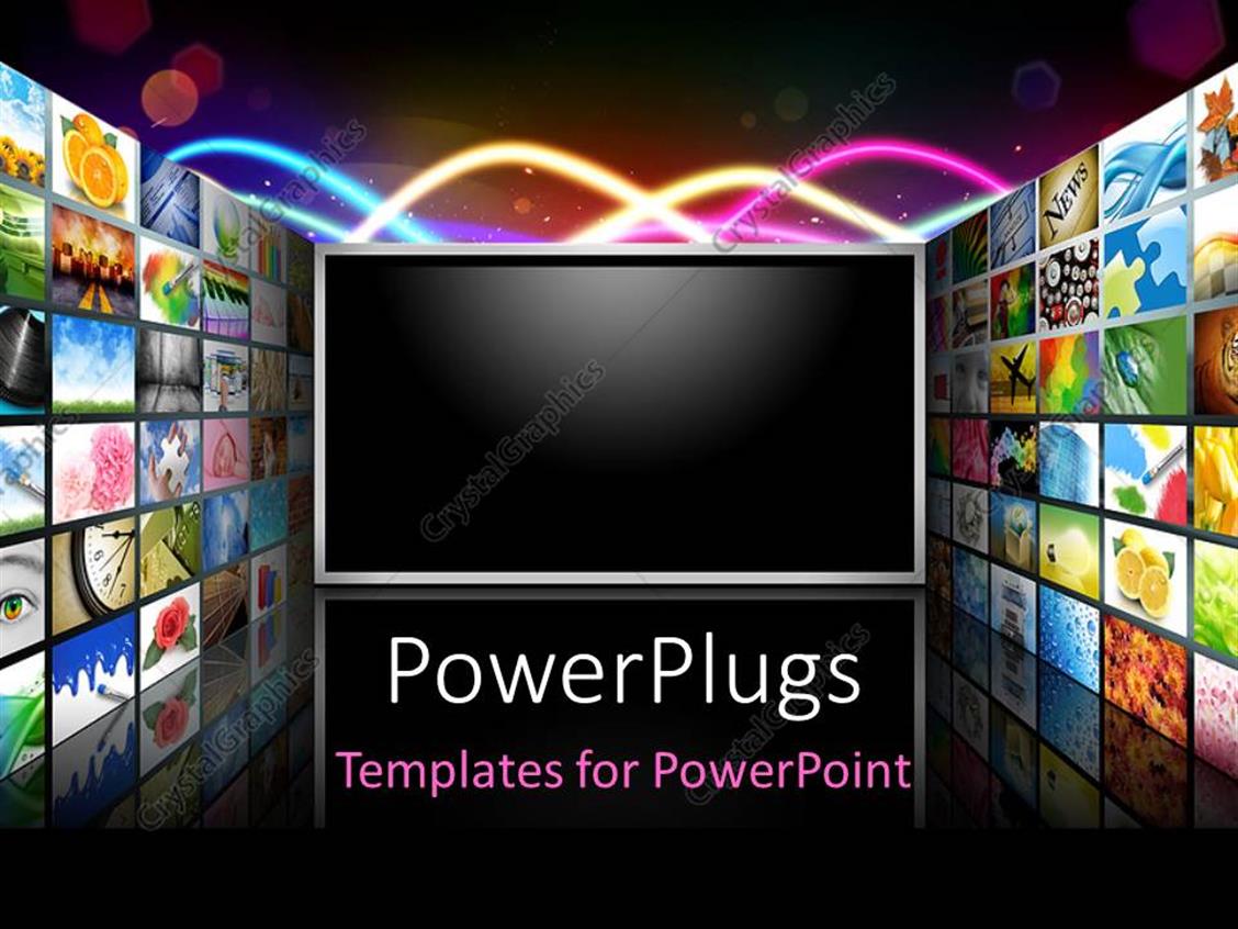 PowerPoint Template: Flat screen television surrounded with different ...