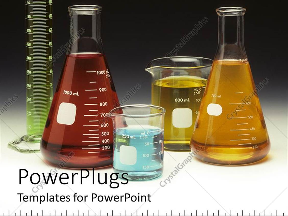 PowerPoint Template: Fluid filled lab scientific glassware beakers ...