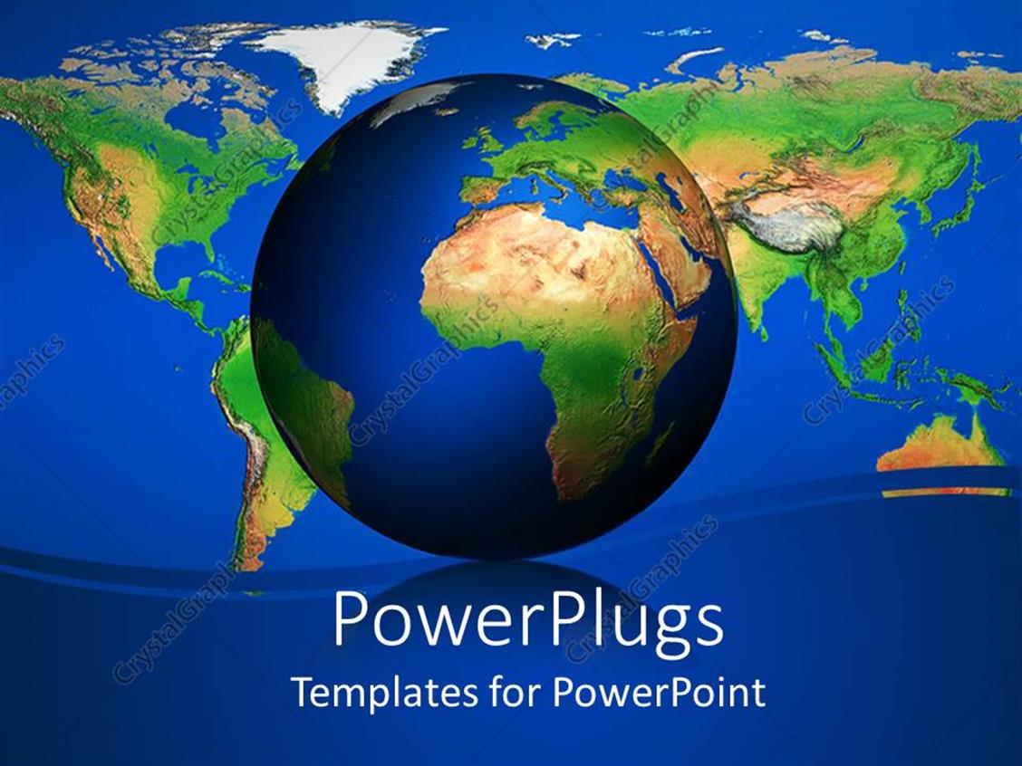 PowerPoint Template: Globe with map of world in background (29481)