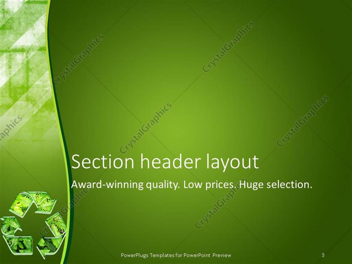 PowerPoint Template: go green recycle environmental green leaves (24725)