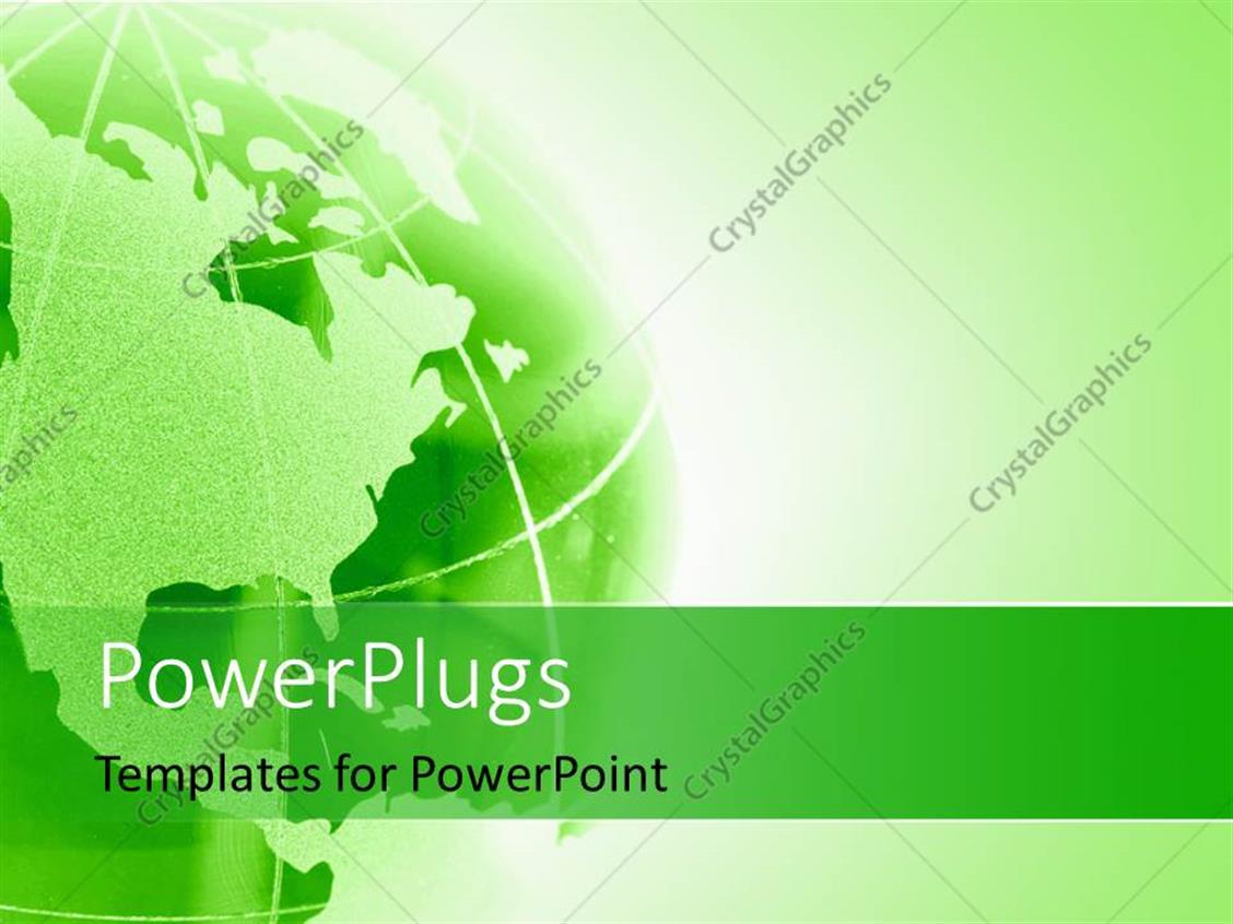 PowerPoint Template: green globe with map over green background (14848)