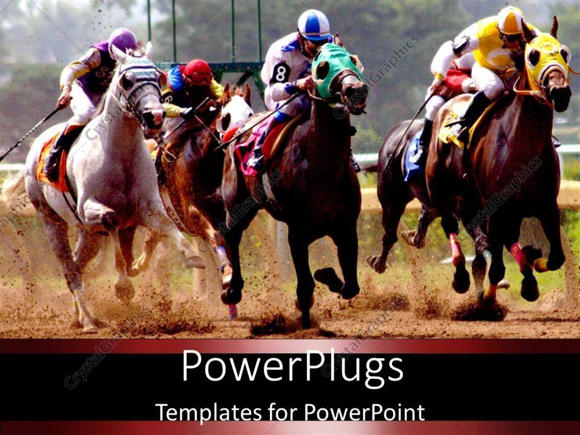 PowerPoint Template: a group of horse riders racing with each other (16544)