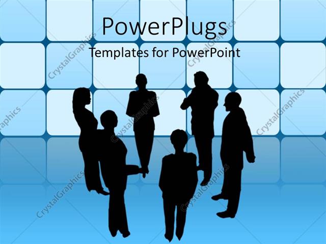 PowerPoint Template: a group meeting with boxes in the background (6146)