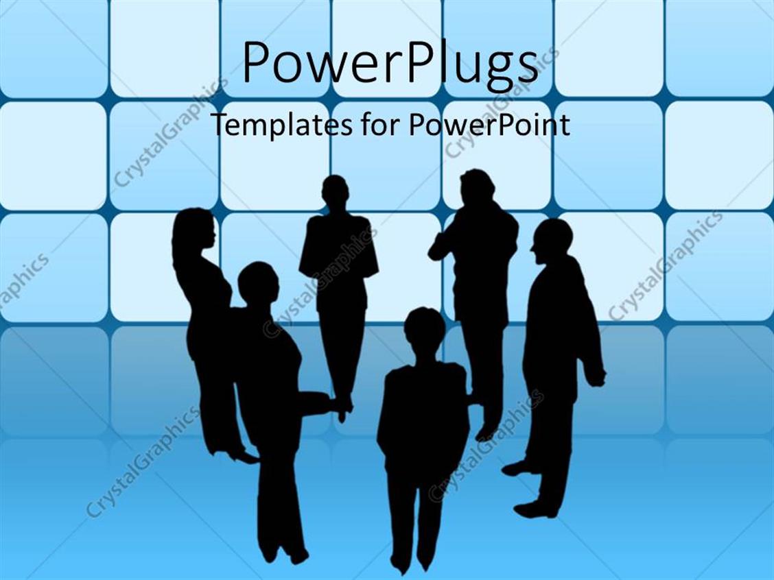 PowerPoint Template: a group meeting with boxes in the background (6146)