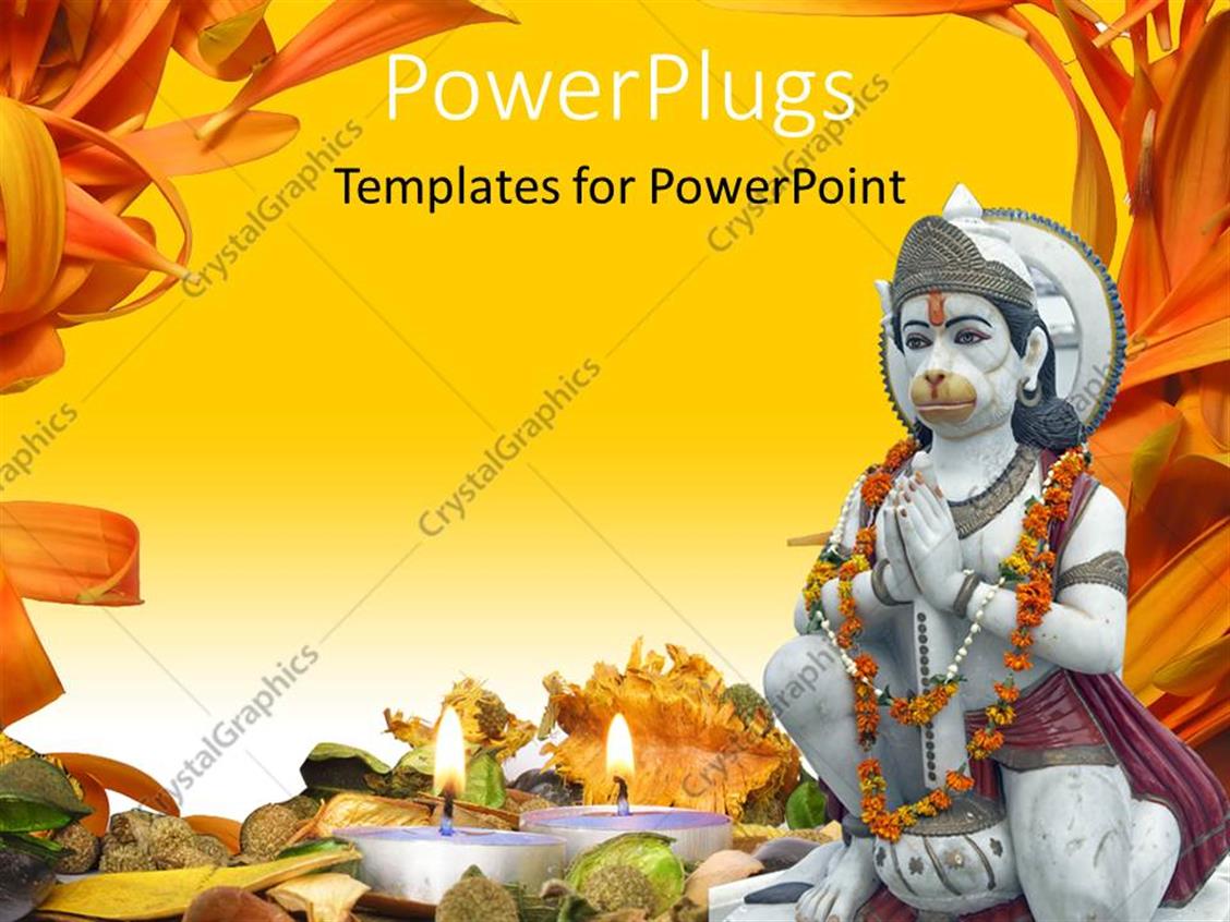 PowerPoint Template: a Hindu god statue with yellowish background (24983)