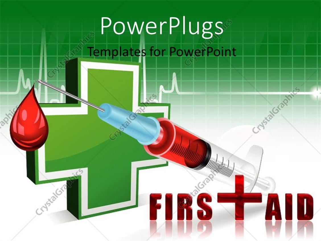 PowerPoint Template: an injection with a medical sign in the background ...