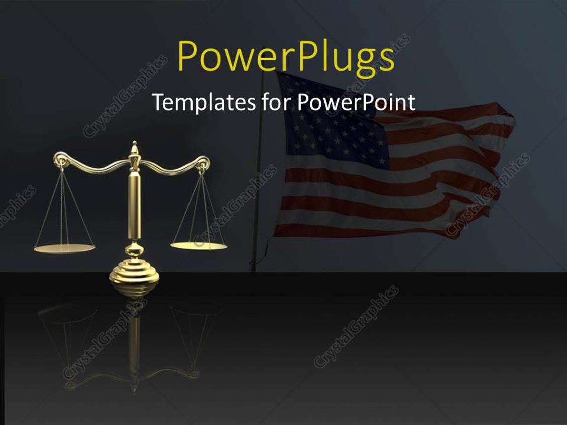 PowerPoint Template: Justice democracy liberty metaphor with gold scale ...