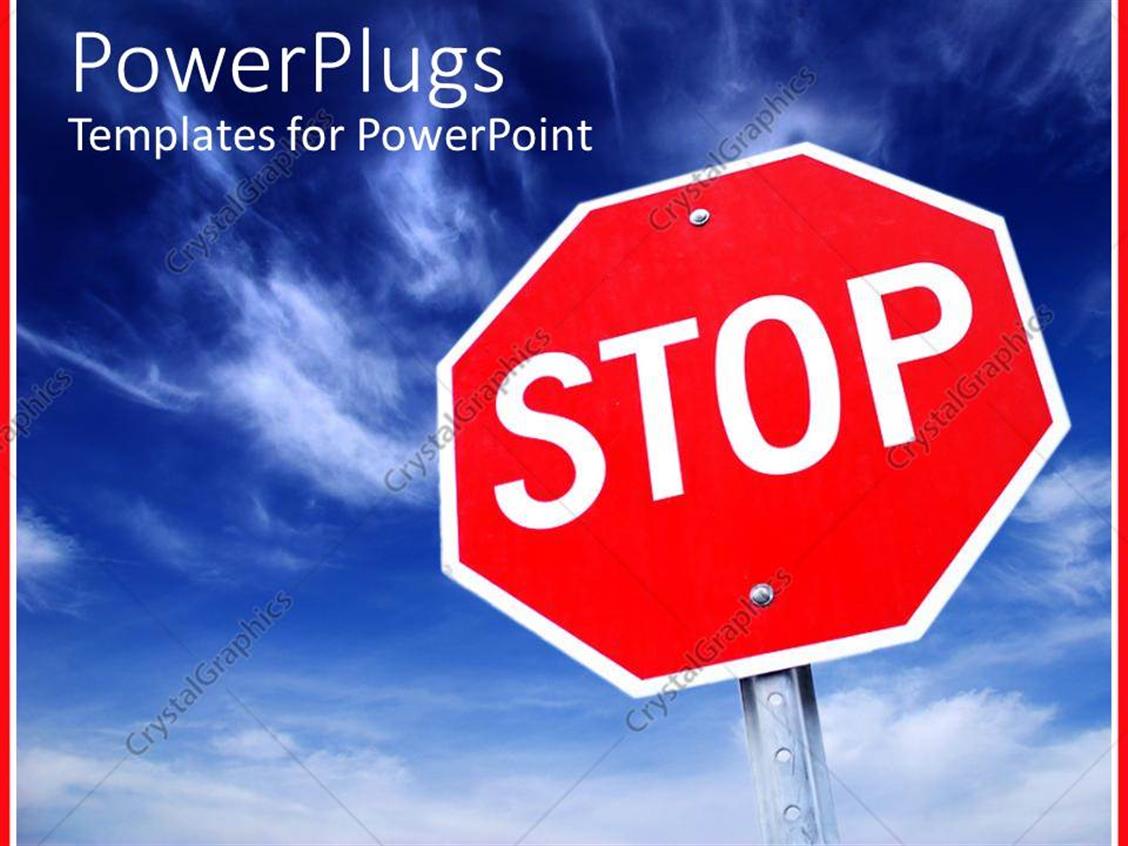 PowerPoint Template: Large red stop sign with clear blue sky background ...