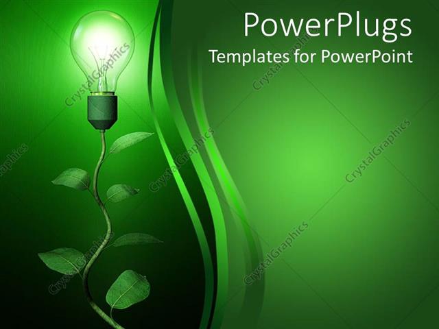 PowerPoint Template: light blub growing on branch on green background ...
