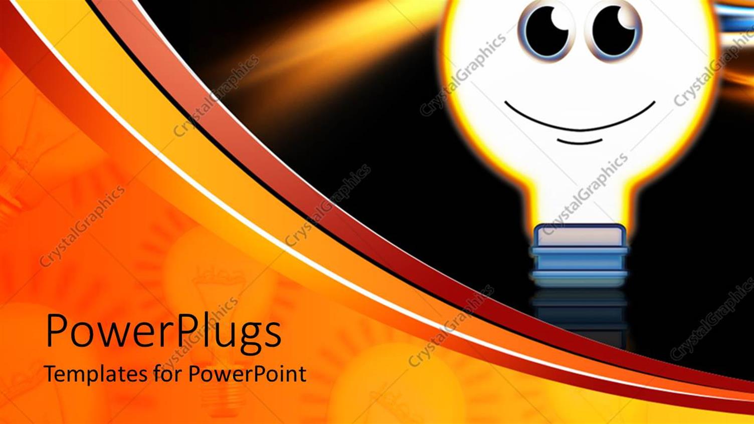 PowerPoint Template: light bulb with smiley face glowing (14629)