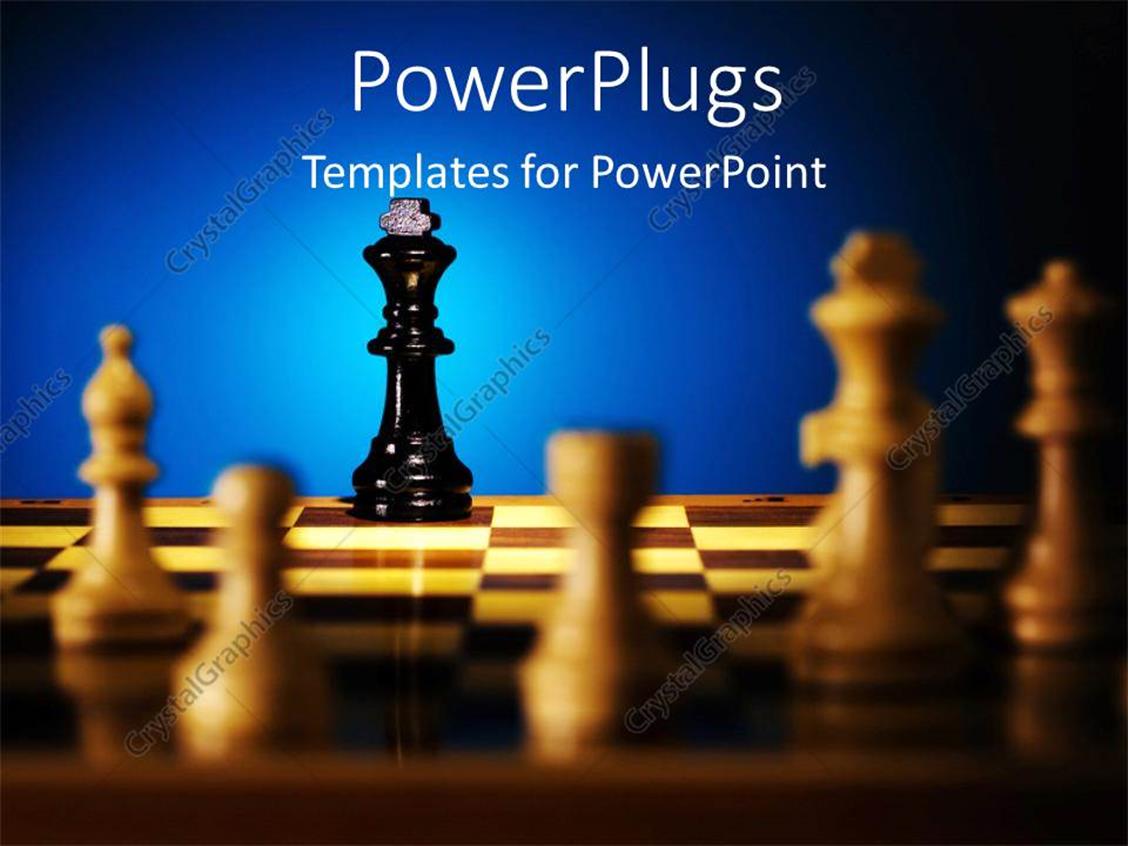PowerPoint Template: Light over chess board with lone black king ...