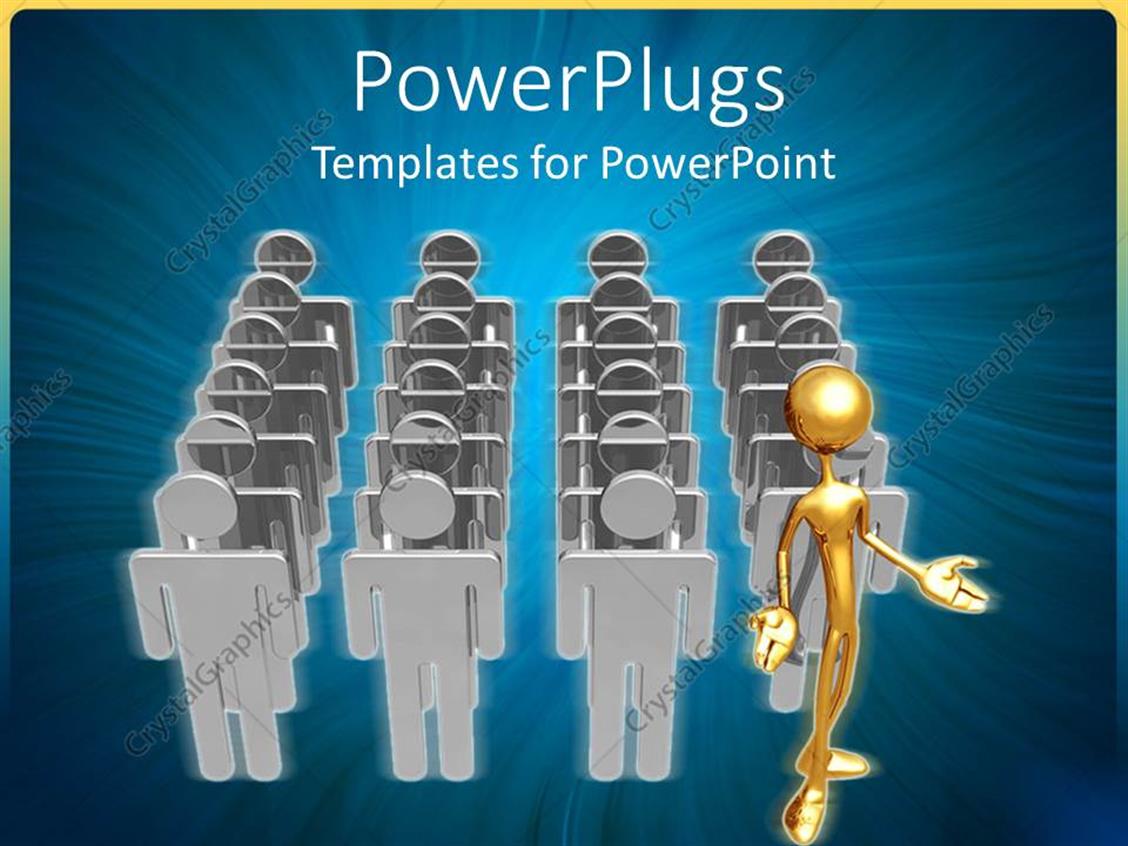 PowerPoint Template: Lots of animated human figures with a golden one ...