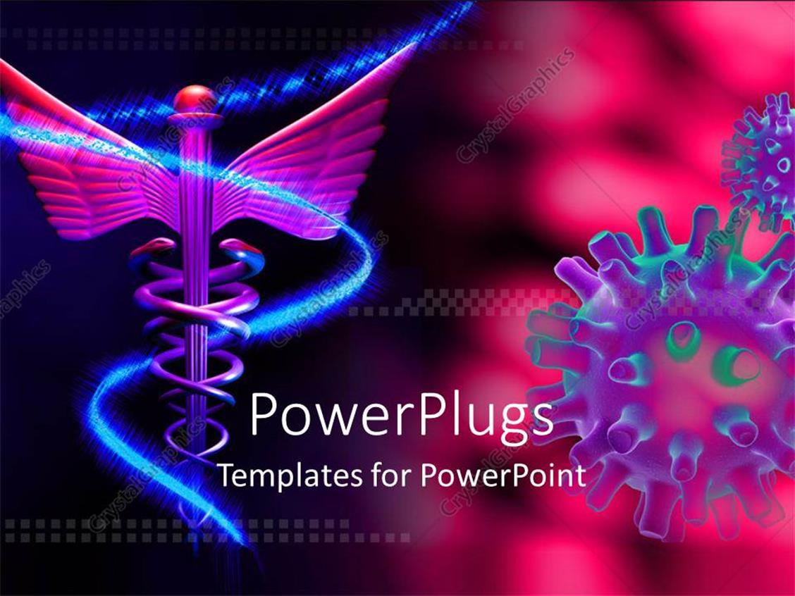 PowerPoint Template: medical symbol and virus over pink background (20223)