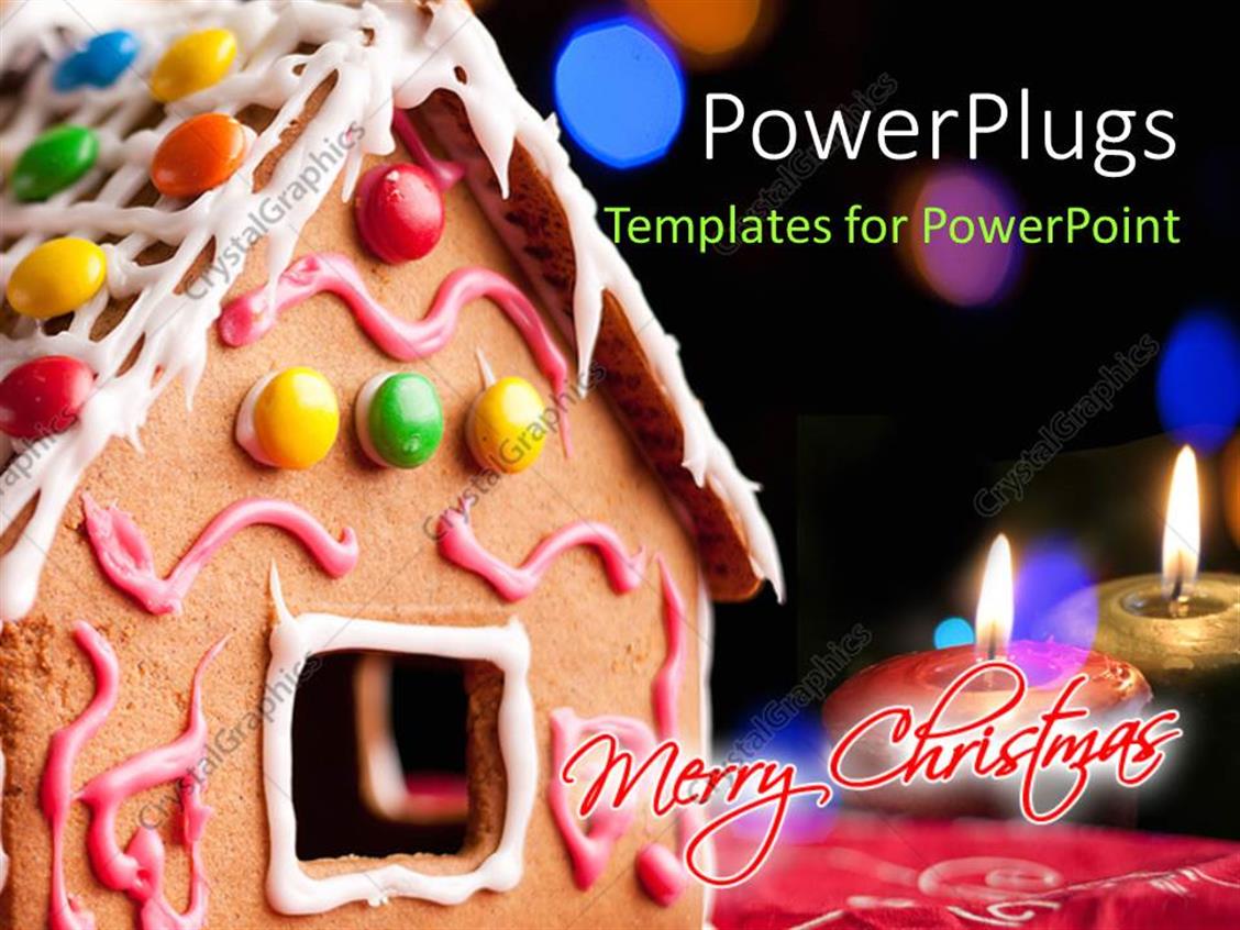 PowerPoint Template: Merry Christmas gingerbread house and burning ...