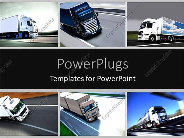 PowerPoint Template: Montage of several depictions of trucks, truck ...