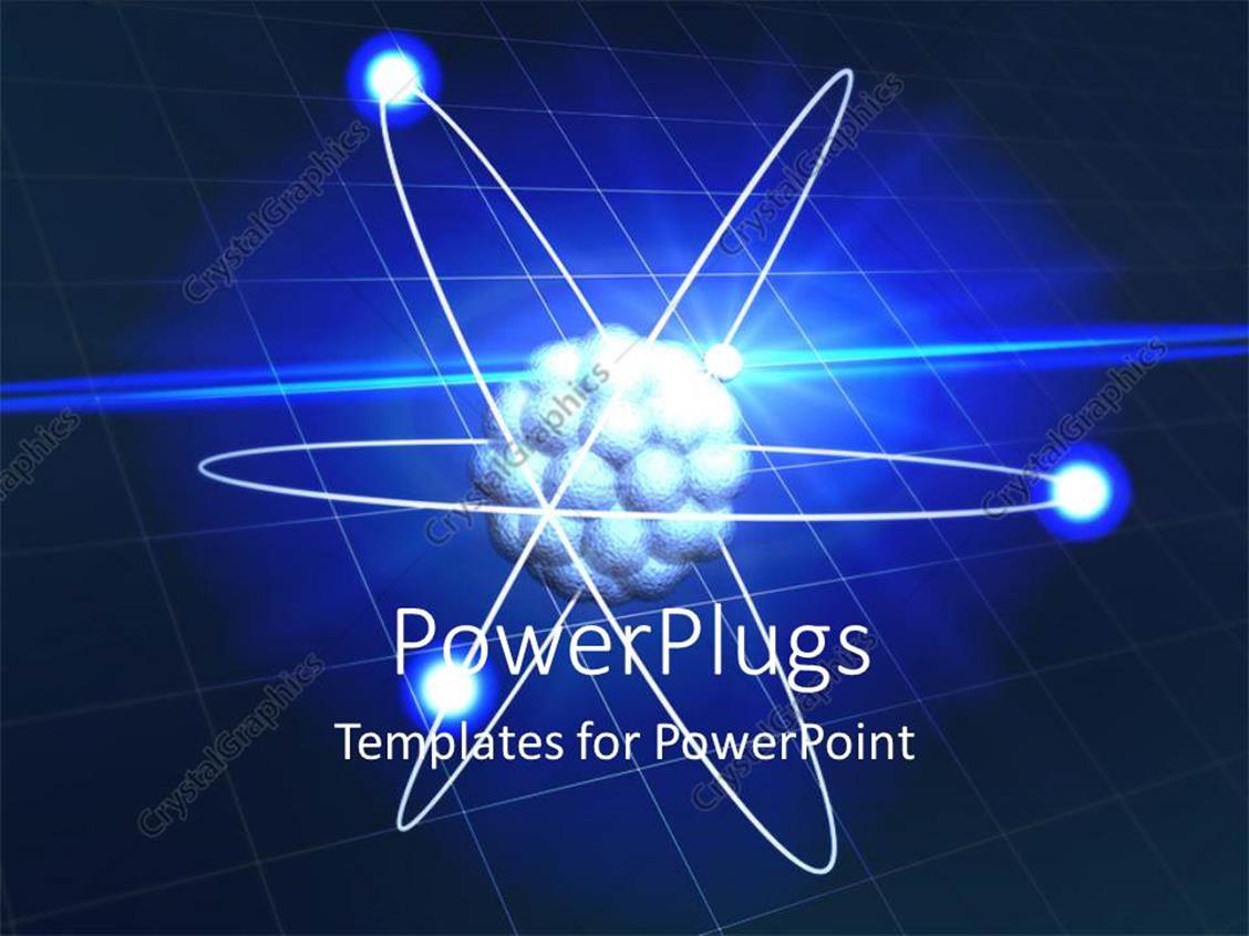 PowerPoint Template: a number of atoms together with bluish background ...