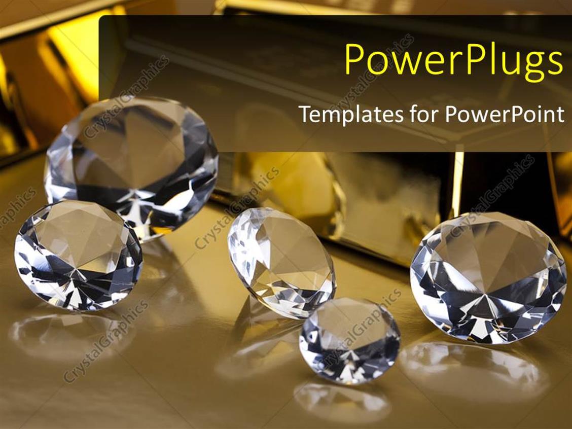 PowerPoint Template: a number of diamonds with their reflection (9377)