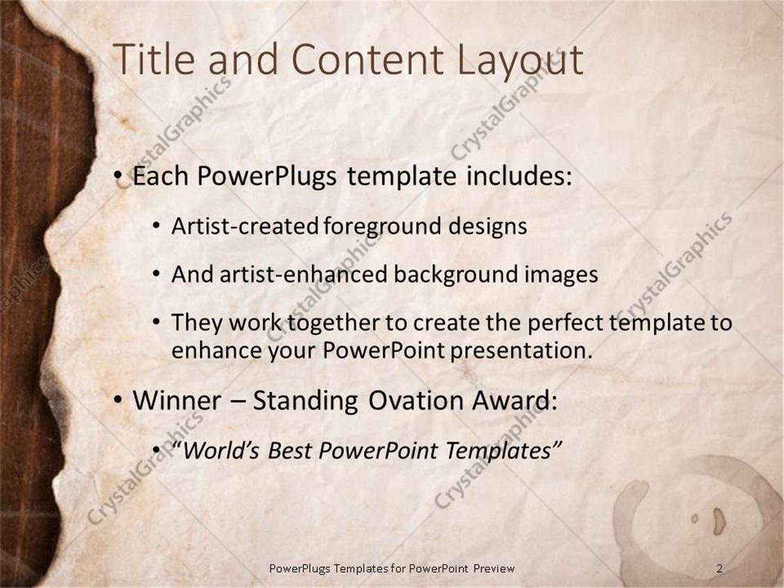 PowerPoint Template: old brown paper with slightly burnt edges (22455)