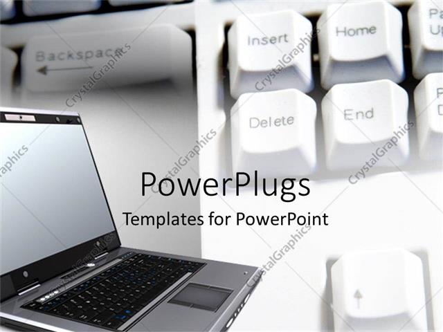 PowerPoint Template: Open laptop with keyboard background, typing (7984)