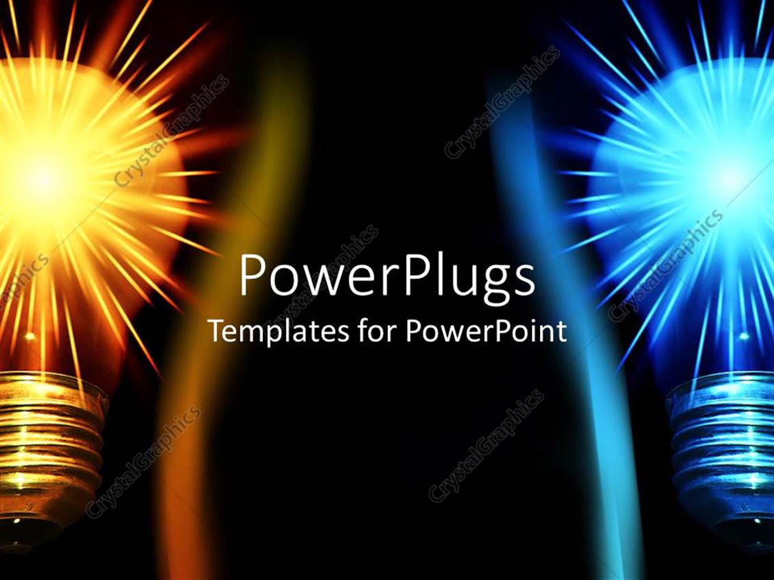 PowerPoint Template: a pair of bulbs glowing together with dark ...