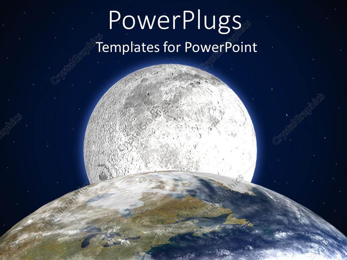 PowerPoint Template: partial depiction of Planet Earth with Moon in the ...