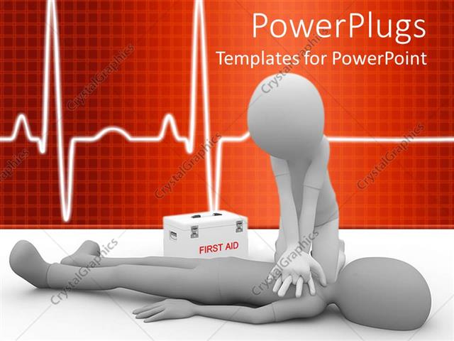 PowerPoint Template: a person performing a CPR on the other one (19423)