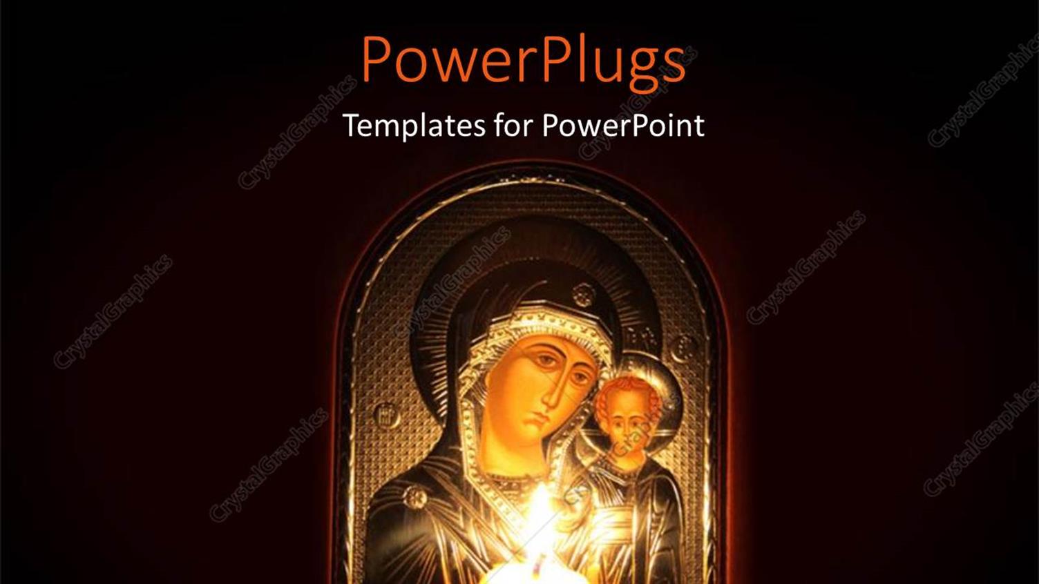 PowerPoint Template: a picture frame of Mother Mary and Baby Jesus (19646)