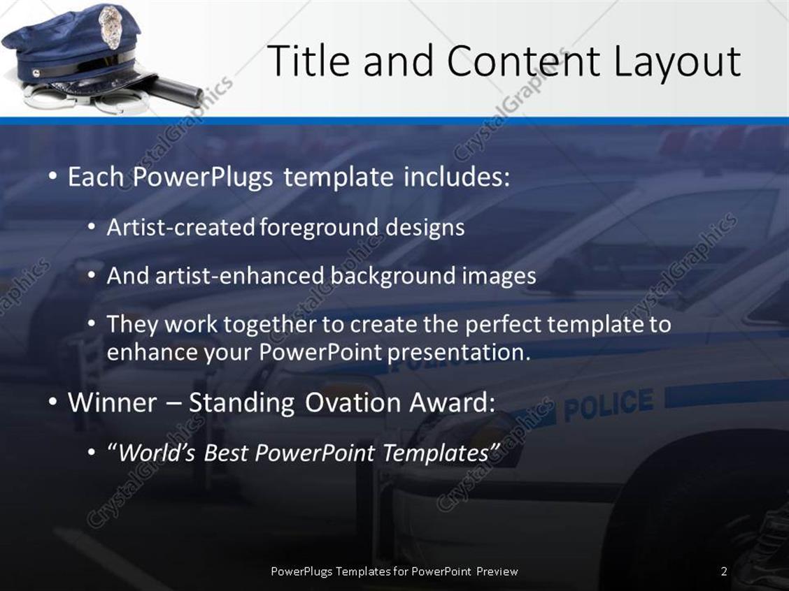 PowerPoint Template: police cars in line with black suv and police hat ...