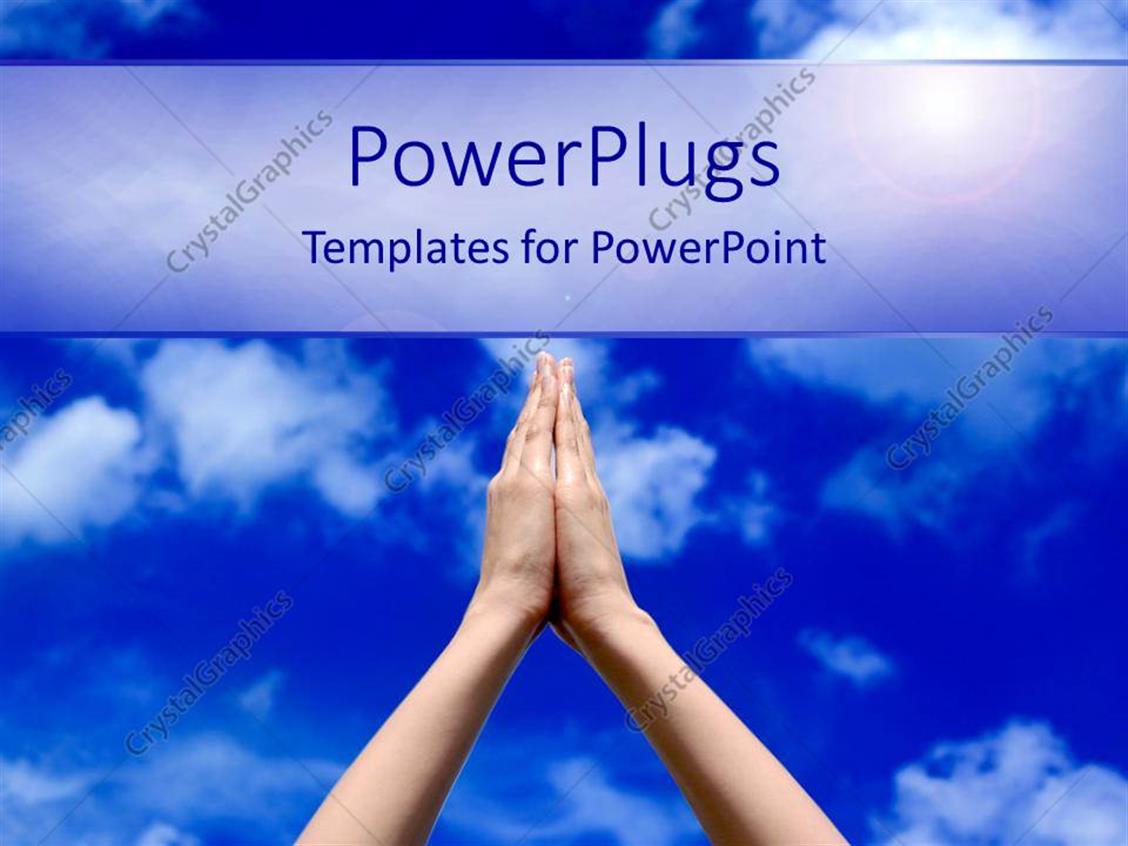 PowerPoint Template: Prayer concept with praying hands and blue sky ...