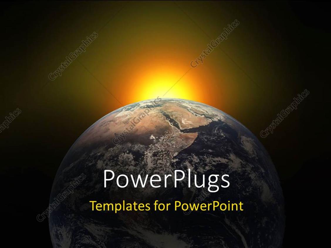 PowerPoint Template: Sunlight glow in background with earth globe (10255)