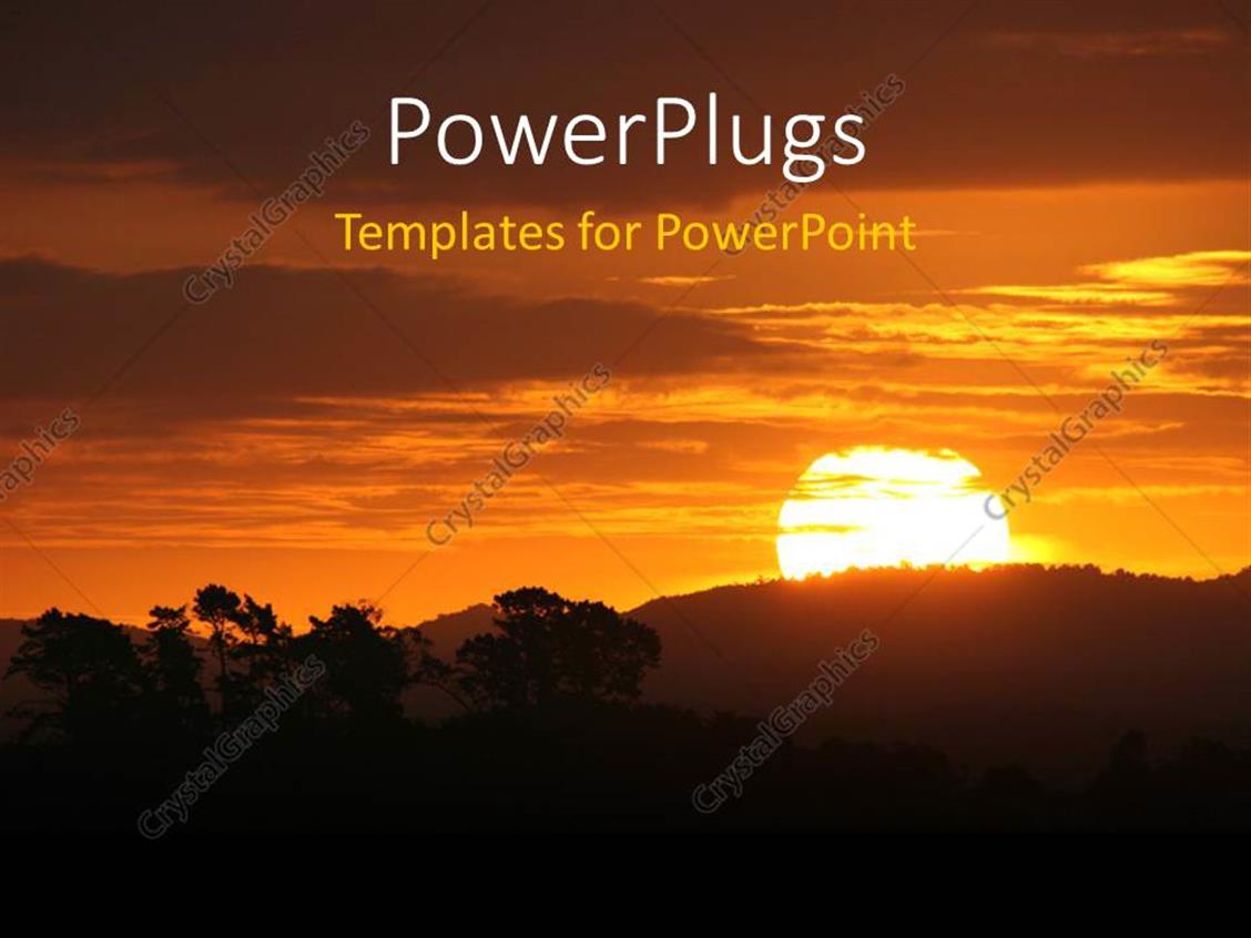 PowerPoint Template: a sunset in the background and a lot of clouds (1586)