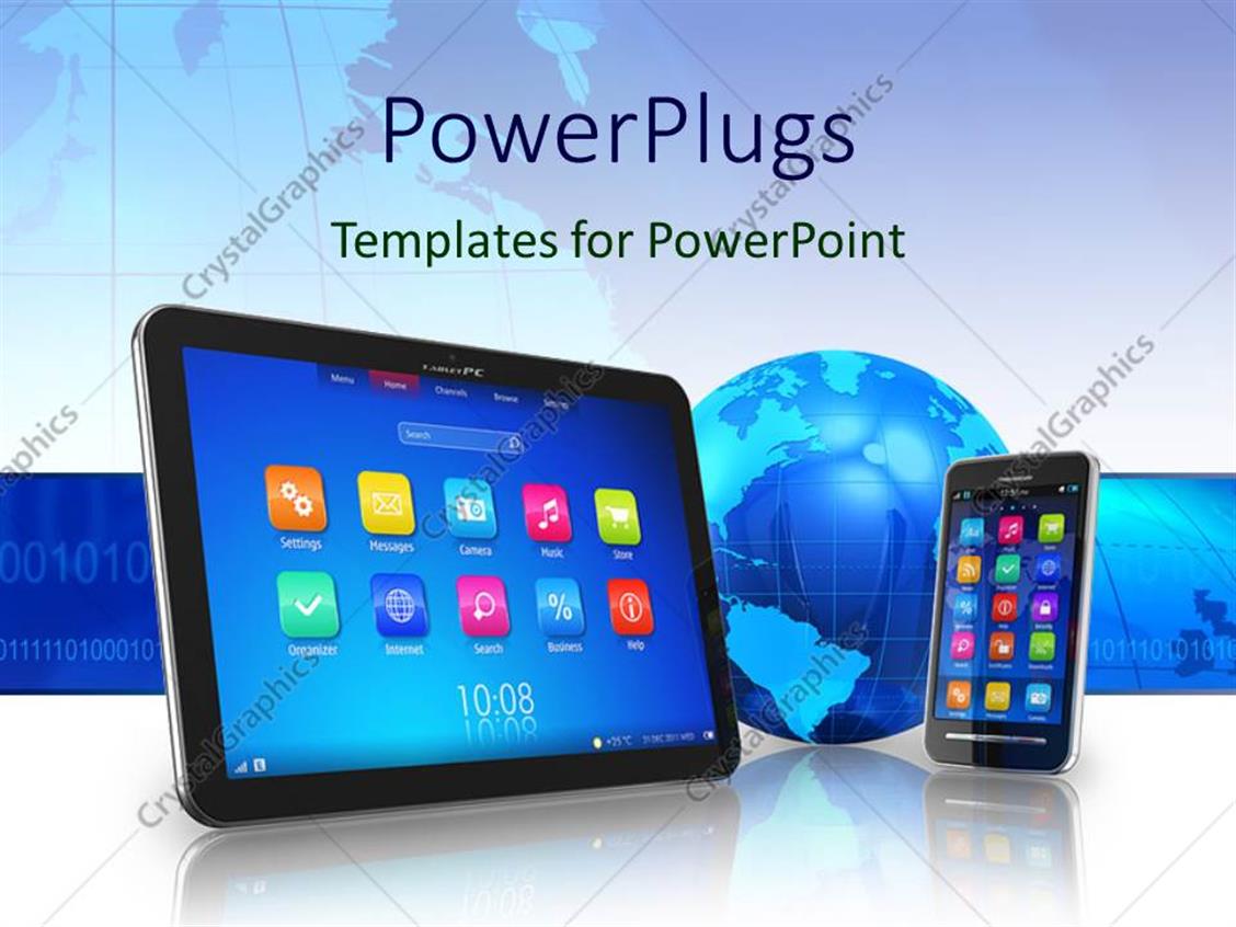 PowerPoint Template: Technology concept with Tablet, PC, and Touch ...