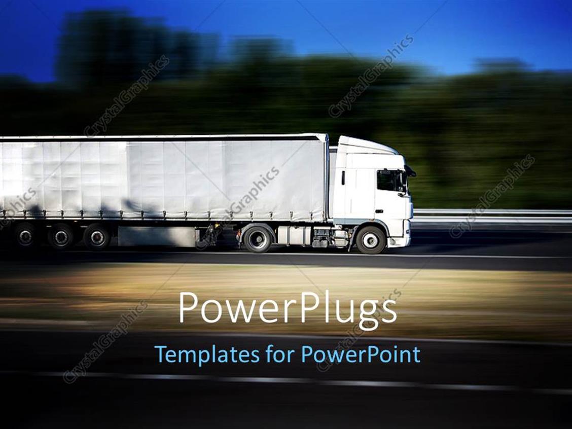 PowerPoint Template: a truck in full speed with trees in the background ...