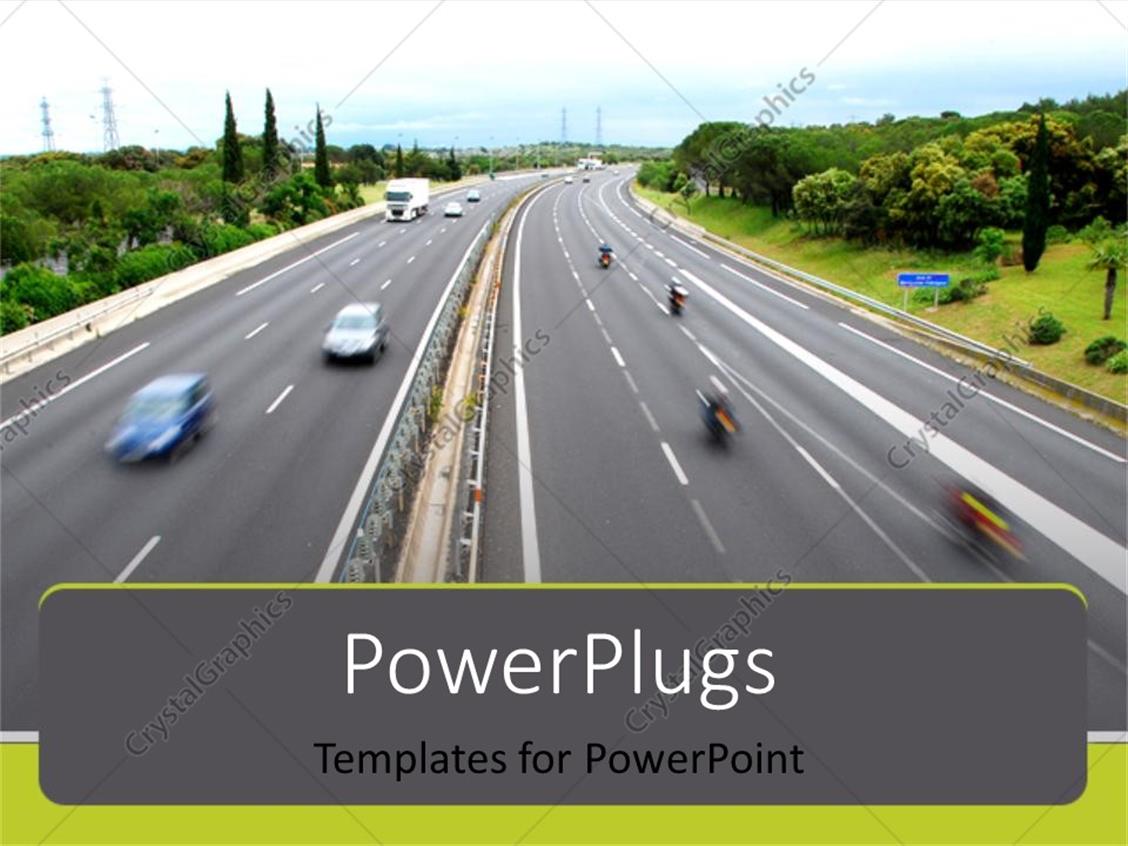 PowerPoint Template: view of freeway cars driving by fast (30028)