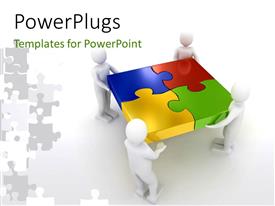 PowerPoint Template: a number of people with a puzzle piece (28836)